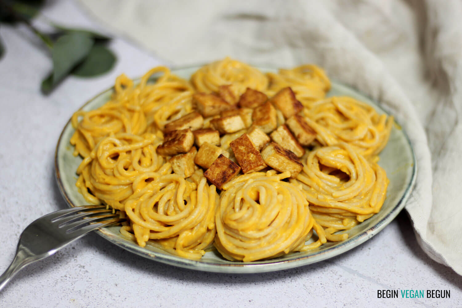 Espaguetis en salsa de calabaza - Recetas veganas fáciles